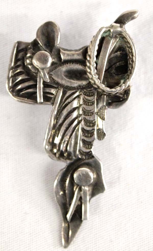 1950 Cowboy Sterling Silver Saddle Scarf Slide