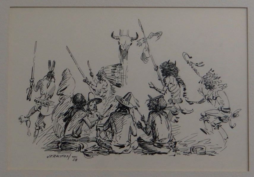 J. K. Ralston (1896-1987), pen & ink, The Drummers, 1958, 8" x 11 ...
