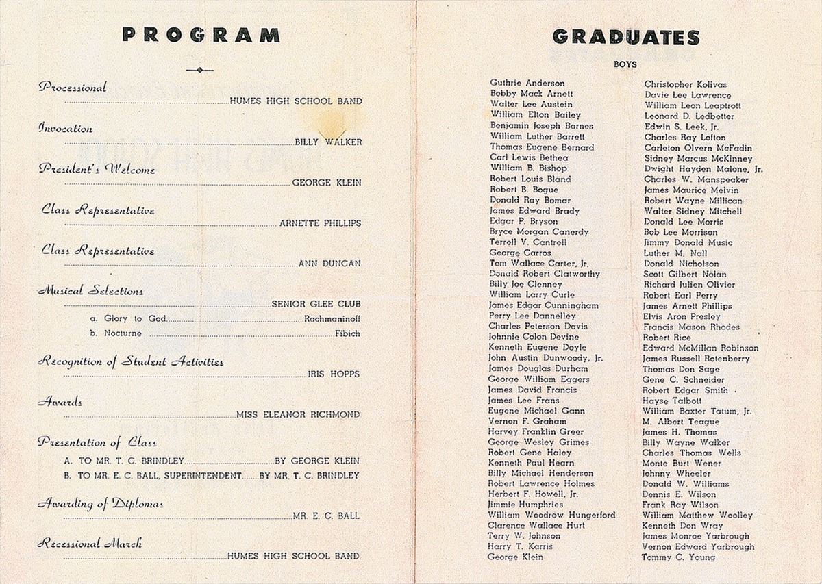 Elvis Presley High School Graduation Program Elvis Presley High School Graduation Program