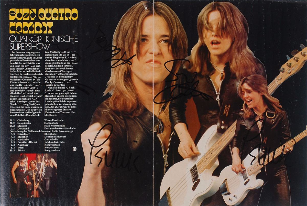 Suzi Quatro Pair Of Signed Magazine Photographs