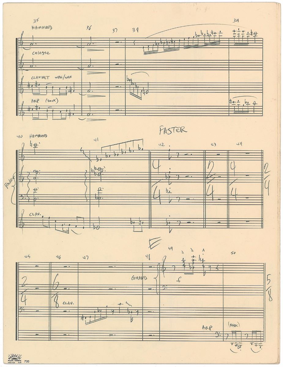 Frank Zappa Handwritten Musical Manuscript