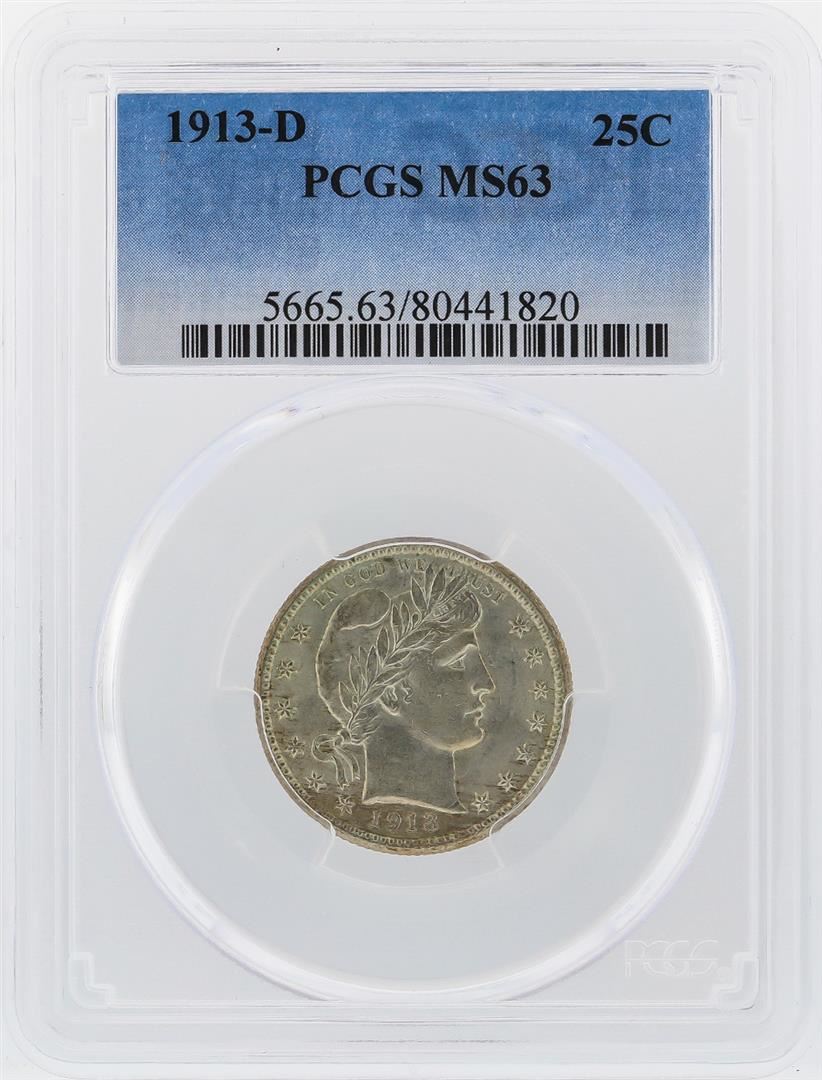 1913-D Liberty Head Quarter Coin PCGS Graded MS63