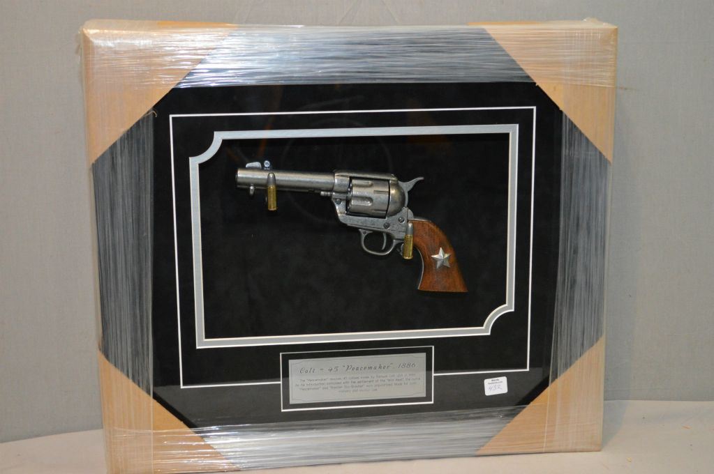 Shadow boxed framed replica Colt .45 Peace Maker 1886