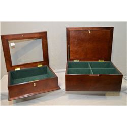 Two Bombay Company wooden boxes including photo box and glass top ...