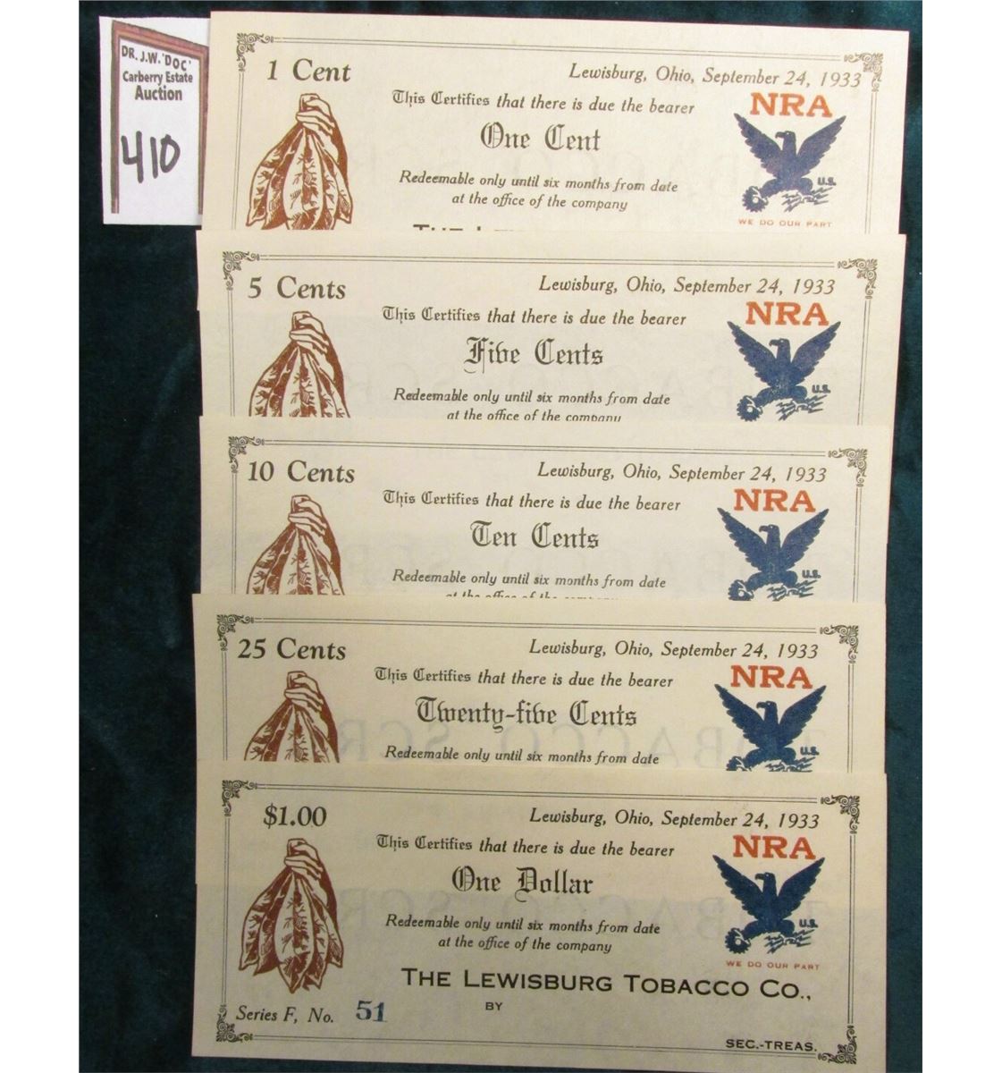 Depression Scrip: September 24, 1933, The Lewisburg Tobacco Co ...