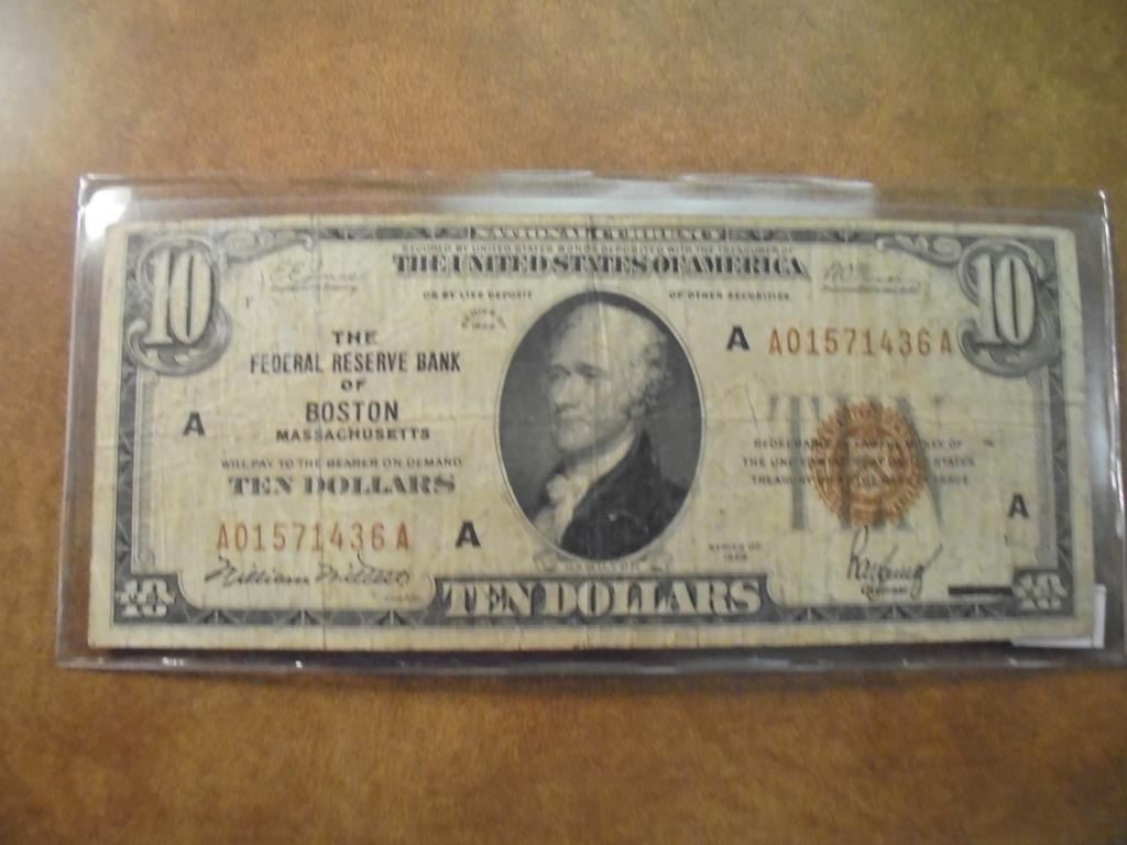 1929 $10 NATIONAL CURRENCY BOSTON BROWN SEAL