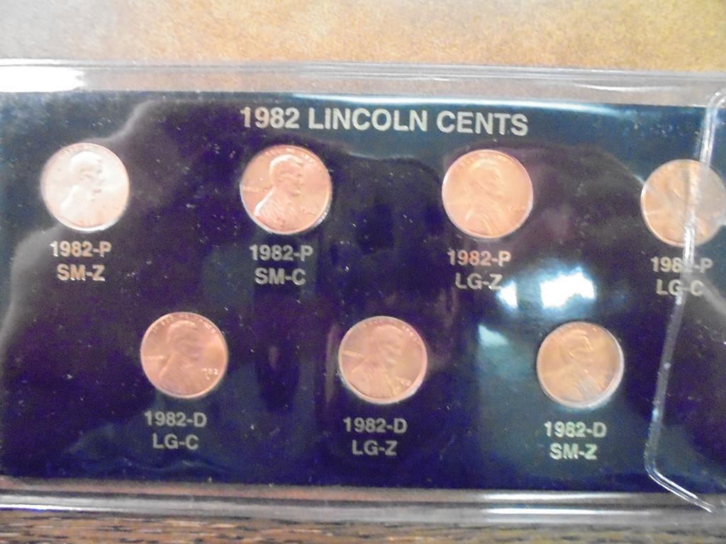 1982-7 VARIETIES LINCOLN CENT SET (UNC)