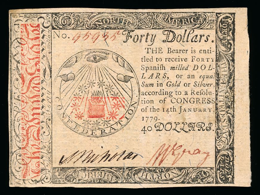 Continental Currency, Continental Congress, $40, 1779- Nice note