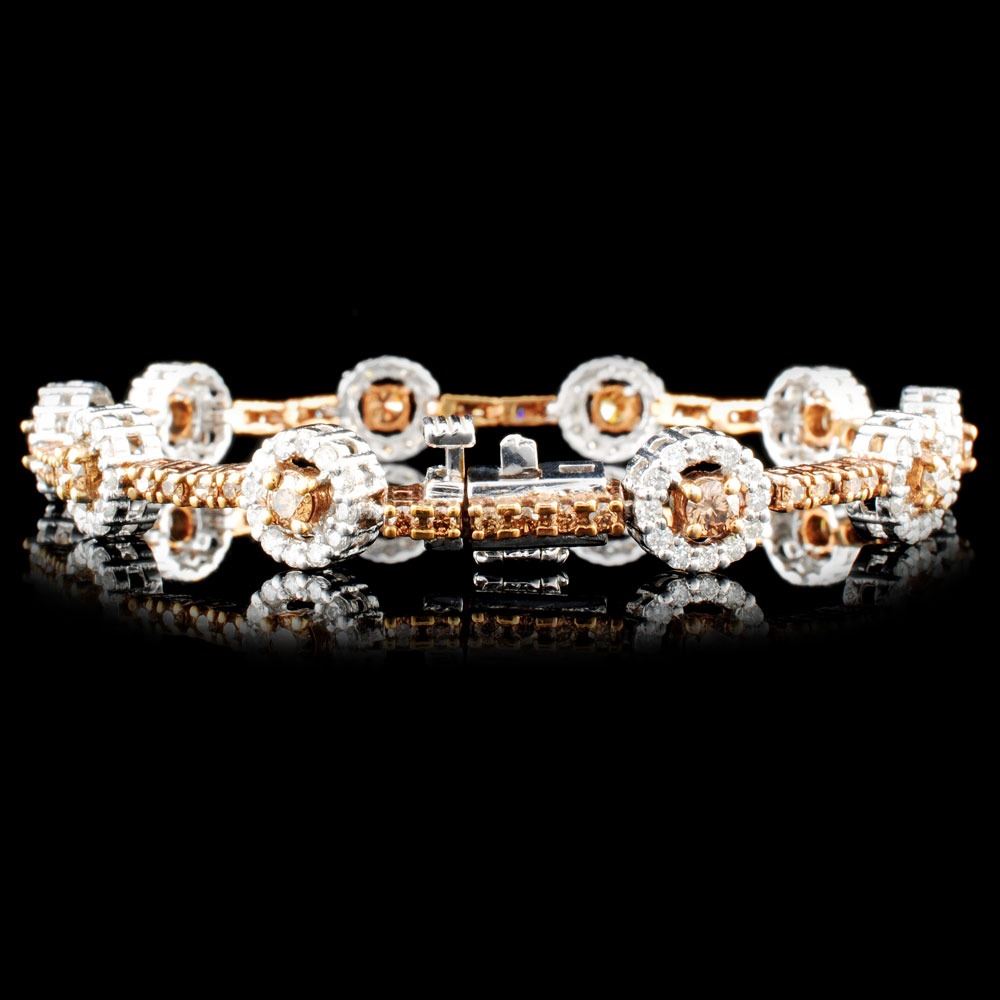 14K Gold 3.67ctw Fancy Color Diamond Bracelet