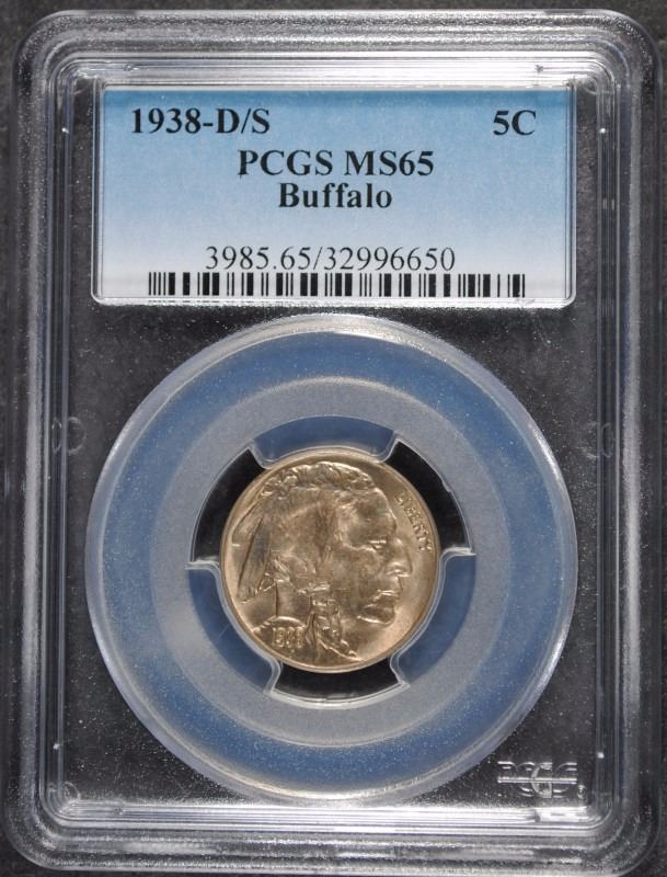 1938-D/S BUFFALO NICKEL PCGS MS-65