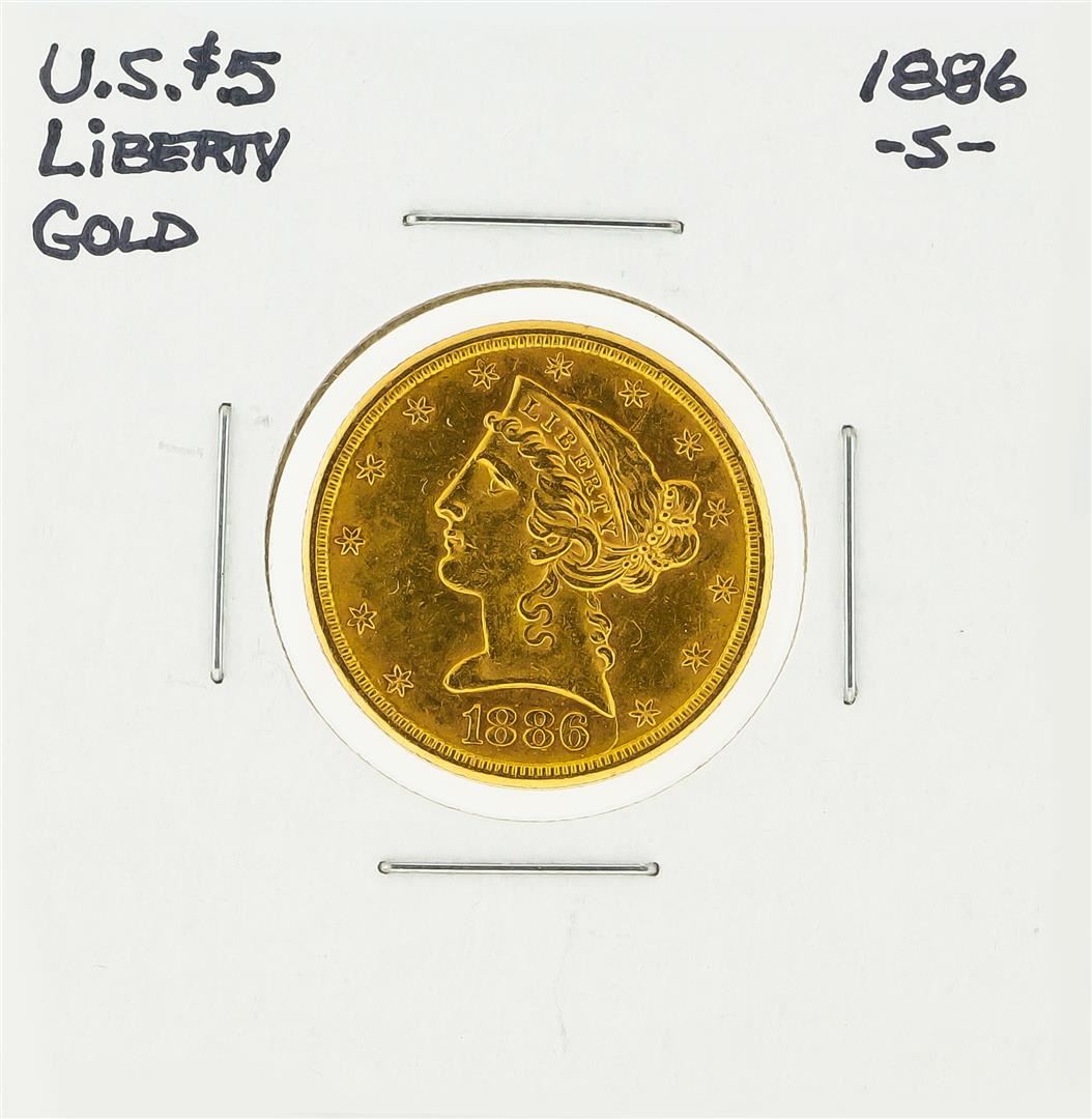 1886-S $5 Liberty Head Half Eagle Gold Coin
