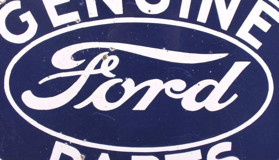 Genuine Ford Parts Double Side Porcelain Sign 1930