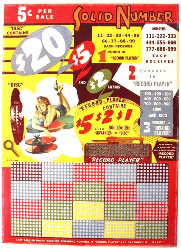 Solid Number Punch Board Gambling Game