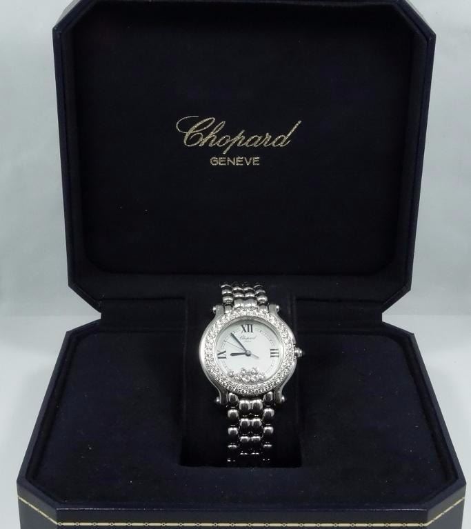 Chopard Geneve "Happy Sport" 32mm Solid 18K White Gold & Floating ...