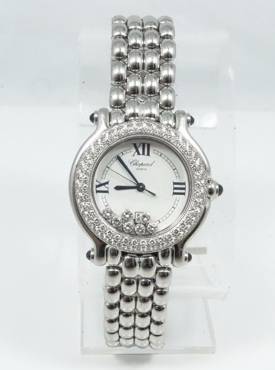 Chopard Geneve "Happy Sport" 32mm Solid 18K White Gold & Floating ...