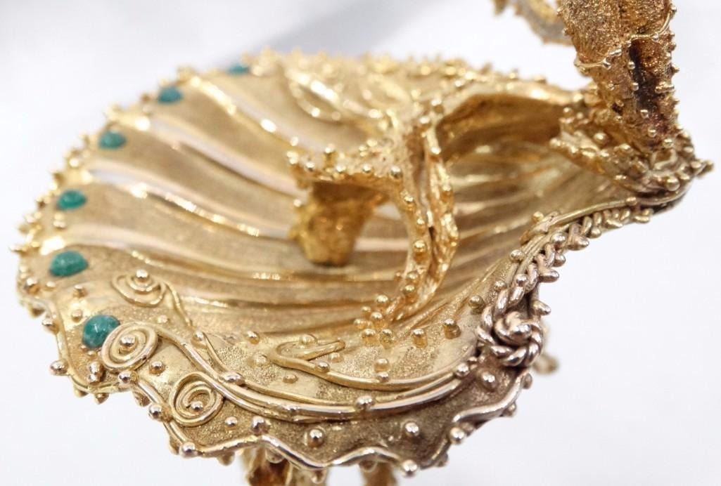 Sasha Brastoff Solid 14K Yellow Gold High Relief Marine Life Themed ...