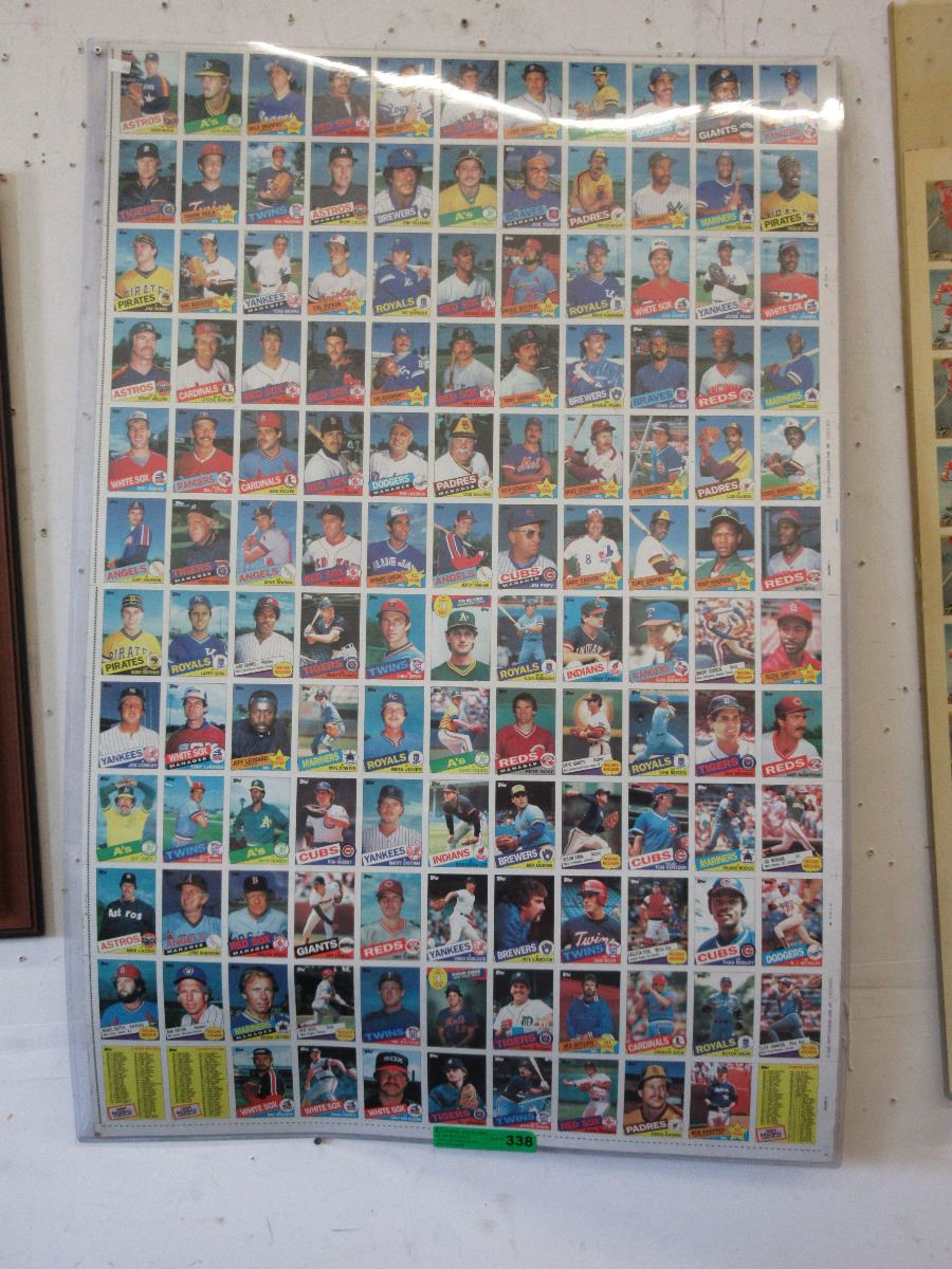 Uncut sheet of 1985 Topps baseball cards