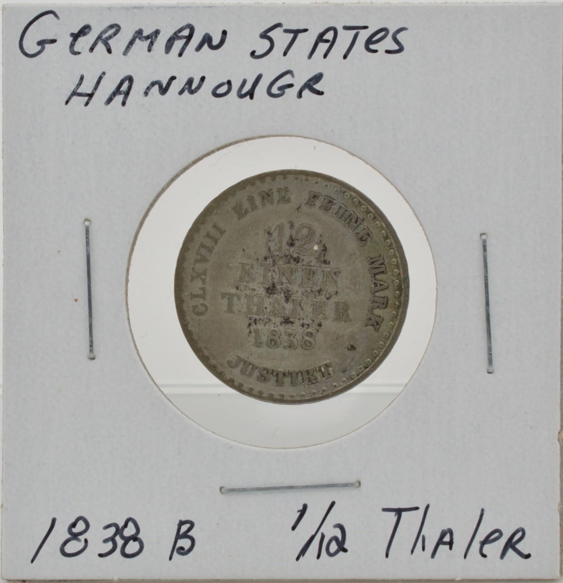 German States 1838 1/12 Thaler Coin -Silver-