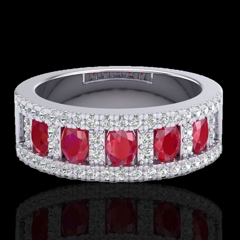 Natural 2.34 CTW Ruby & Micro Pave Diamond Designer Inspired B& Ring ...