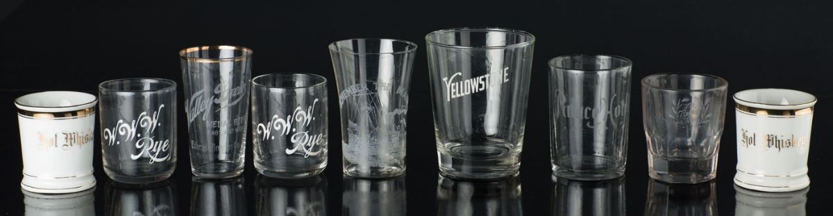 Nine Assorted Vintage Bar Glasses and Cups