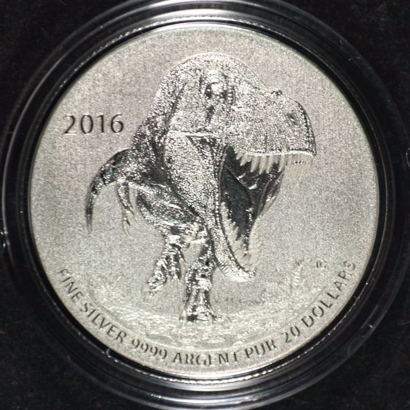 2016 20$ Fine Silver Coin T-REX DINOSAUR MINT Canada 0.9999 Pure Sealed