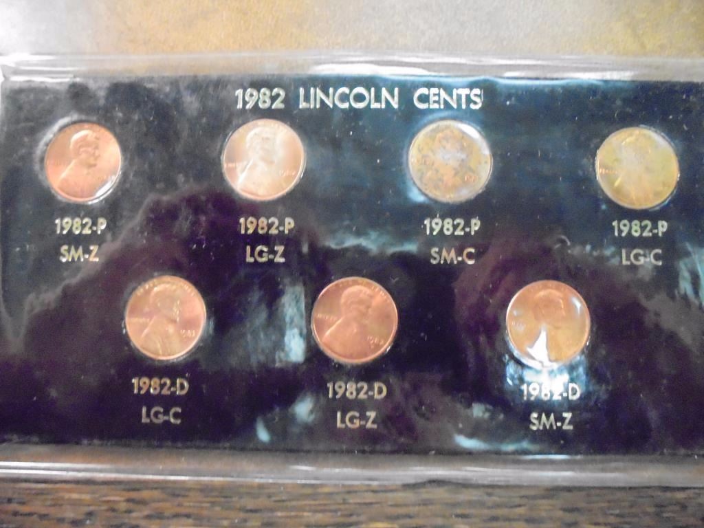1982-7 VARIETIES LINCOLN CENT SET (UNC)