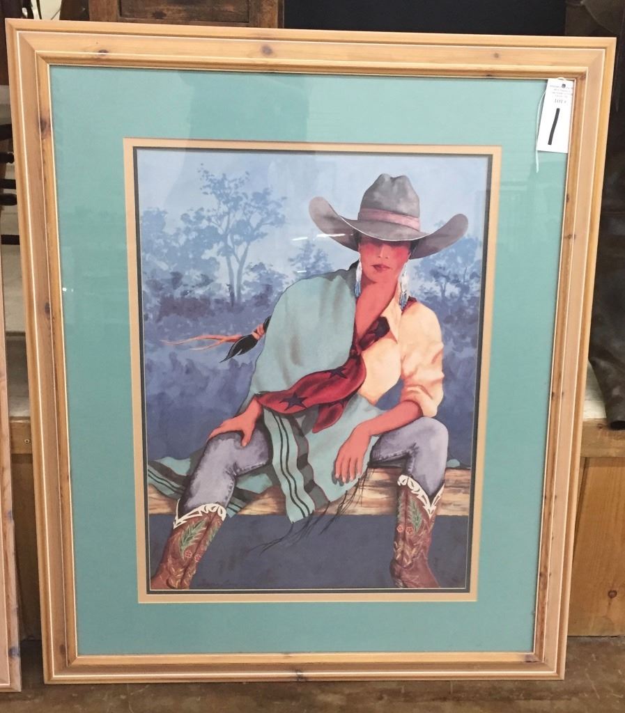 Large Framed Cowgirl Print