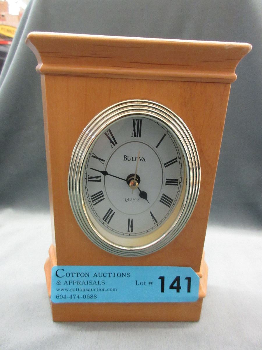 Hard Wood Bulova Upright Mantel Clock