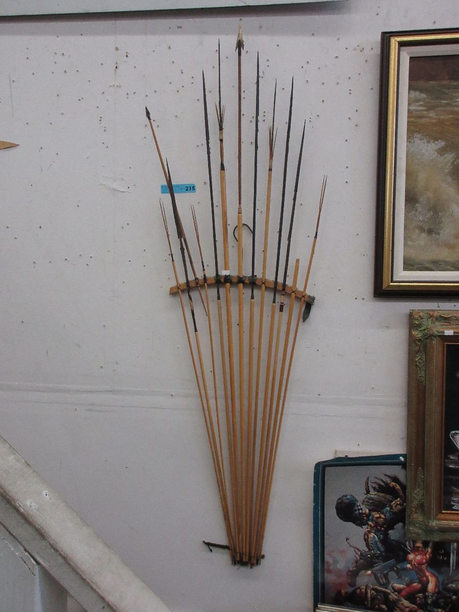 Wall mounted display of spears & arrows
