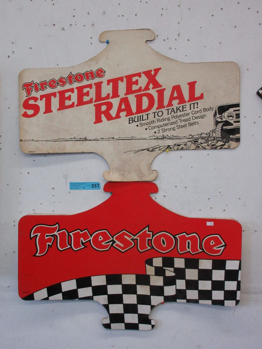 2 Vintage Firestone cardboard signs