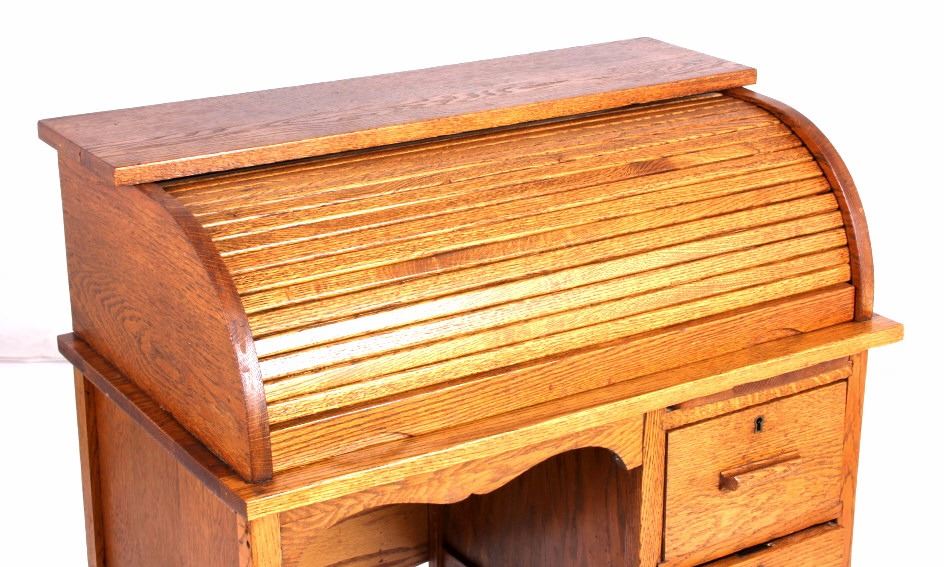 Antique Oak Child's Roll Top Desk