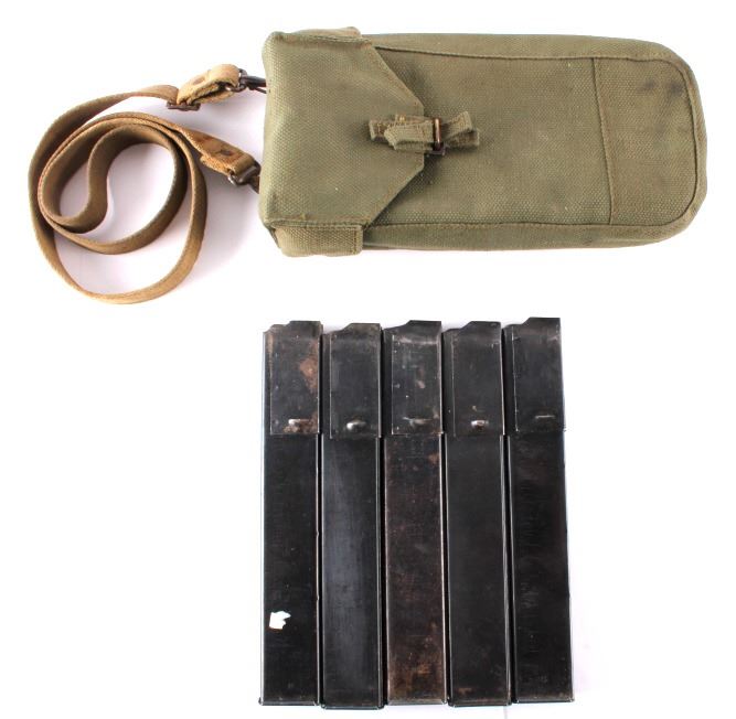 British Sten Machine Gun Magazines and Pouch