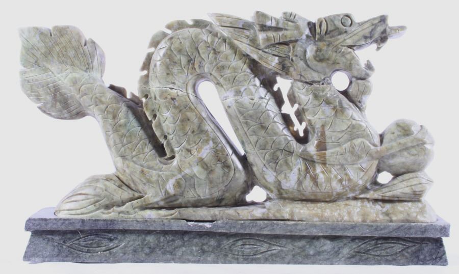 Ealy Chinese Jade Dragon Craved Sculpture