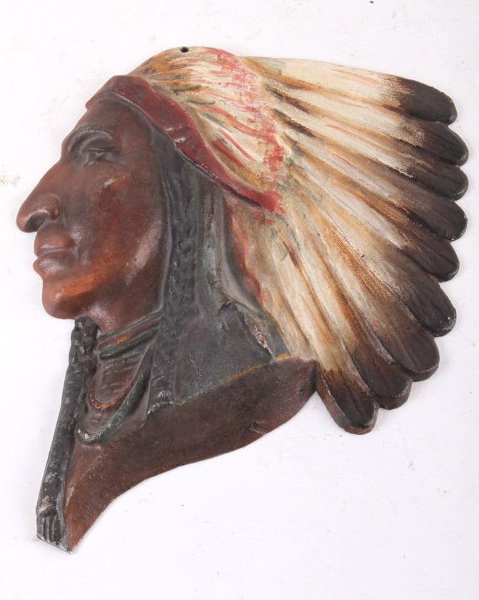 Vintage Cast Iron Indian Head Painted