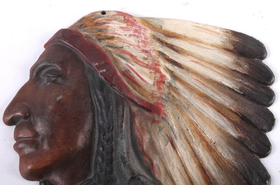 Vintage Cast Iron Indian Head Painted