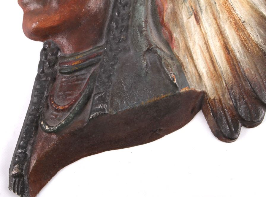 Vintage Cast Iron Indian Head Painted
