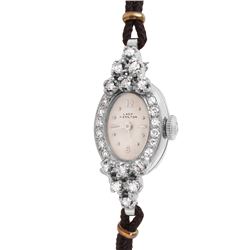 Ladies Hamilton Diamond Antique 14KT White Gold Watch - #640