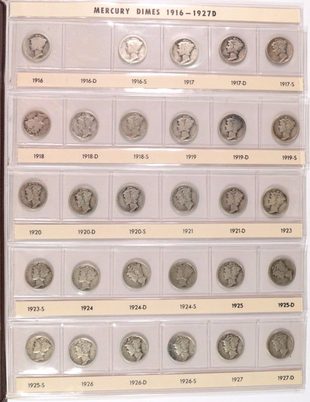 NEAR COMPLETE SET MERCURY DIMES 1916-1945 MISSING ONLY 1916-D (No 42/1)