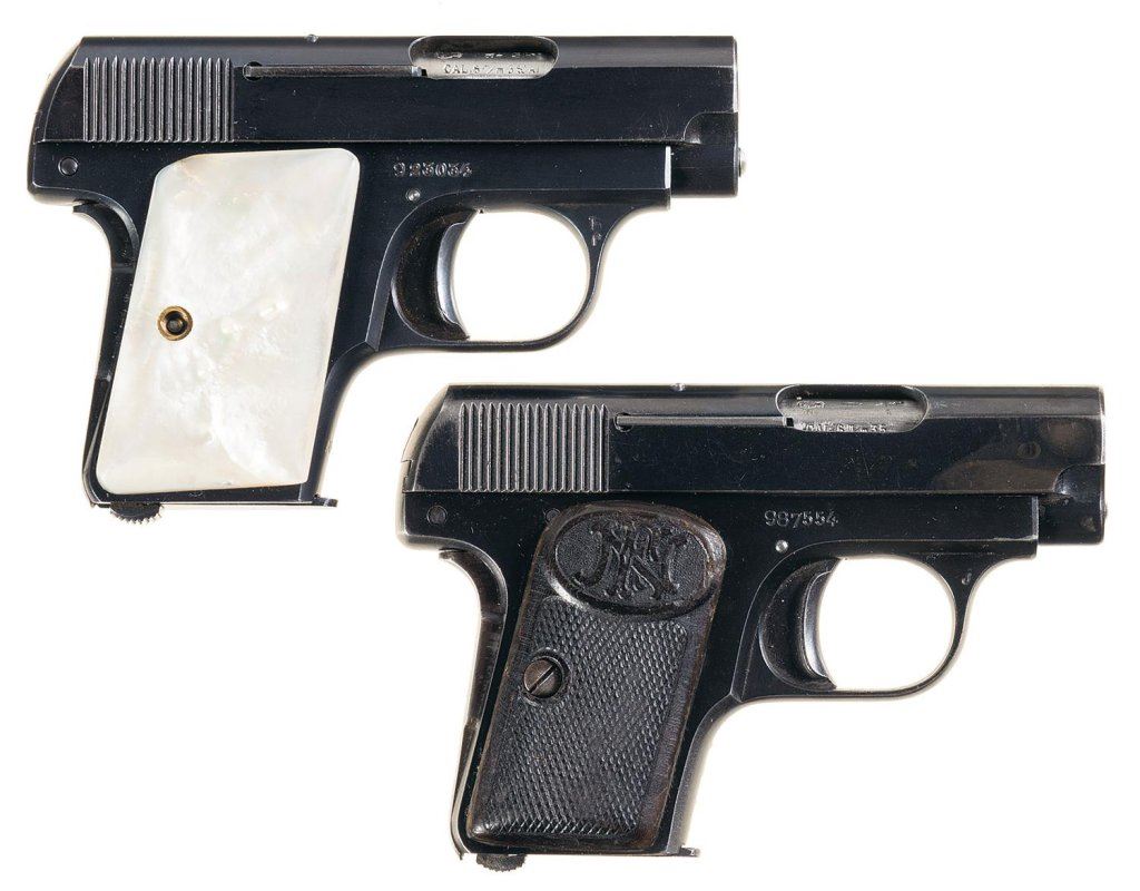 Two Fabrique Nationale Model 1906 Vest Pocket Pistols with Holsters -A) FN Model 1906 Pistol