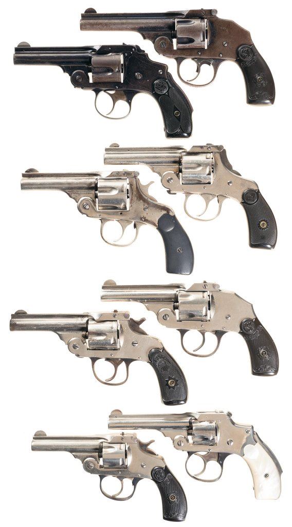 Eight Top Break Double Action Revolvers -A) Iver Johnson Hammerless ...
