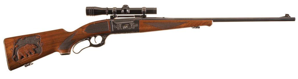 Engraved and Silver Inlaid Savage Model 99 Lever Action Rifle with ...