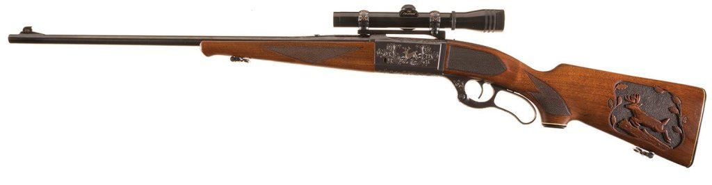 Engraved and Silver Inlaid Savage Model 99 Lever Action Rifle with ...