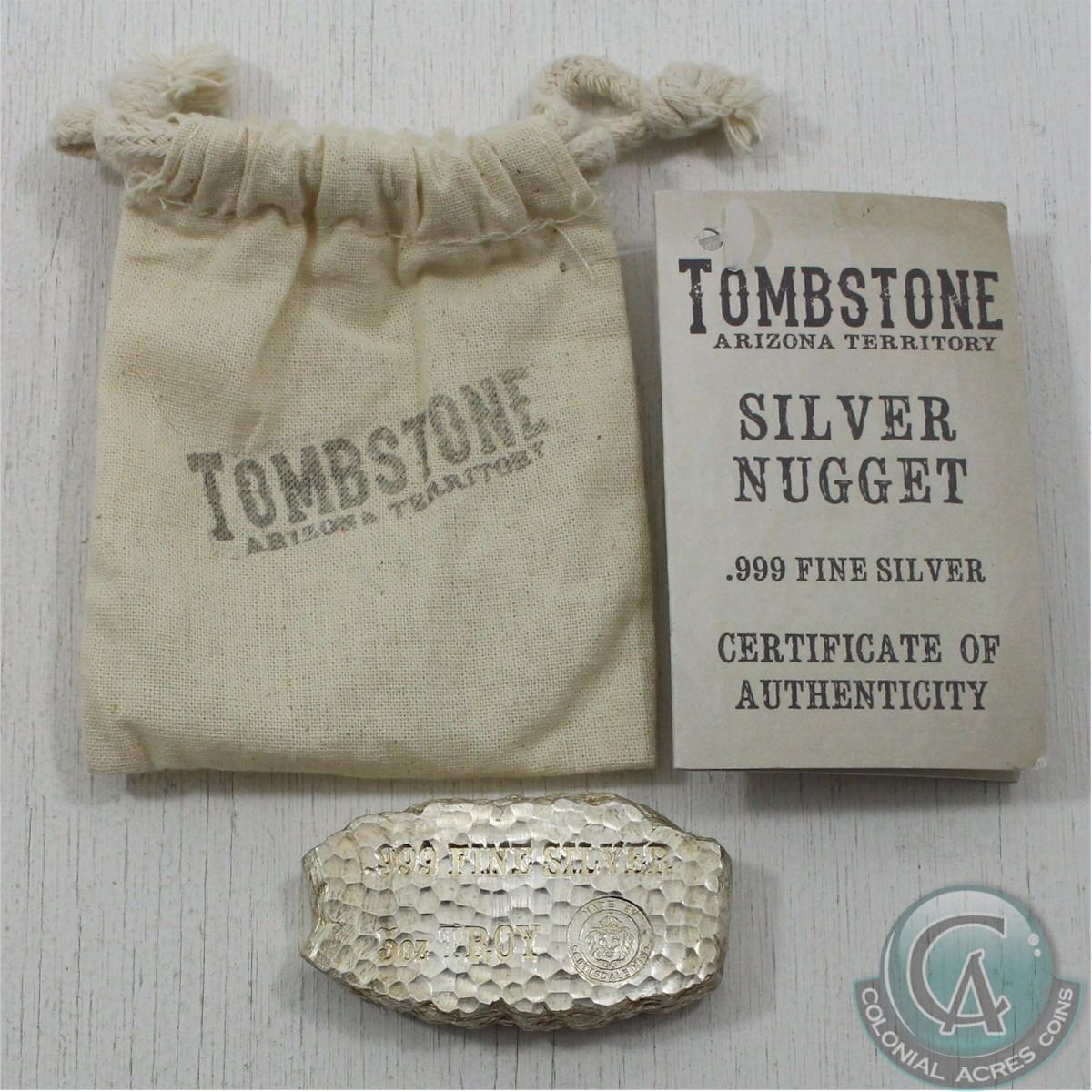 Scottsdale Mint 10 oz .999 Tombstone Pure Silver Nugget (TAX Exempt)