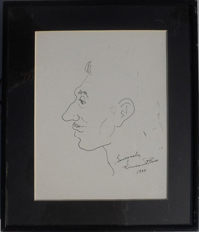 Vincent Price, Self Portrait, Ink Drawing