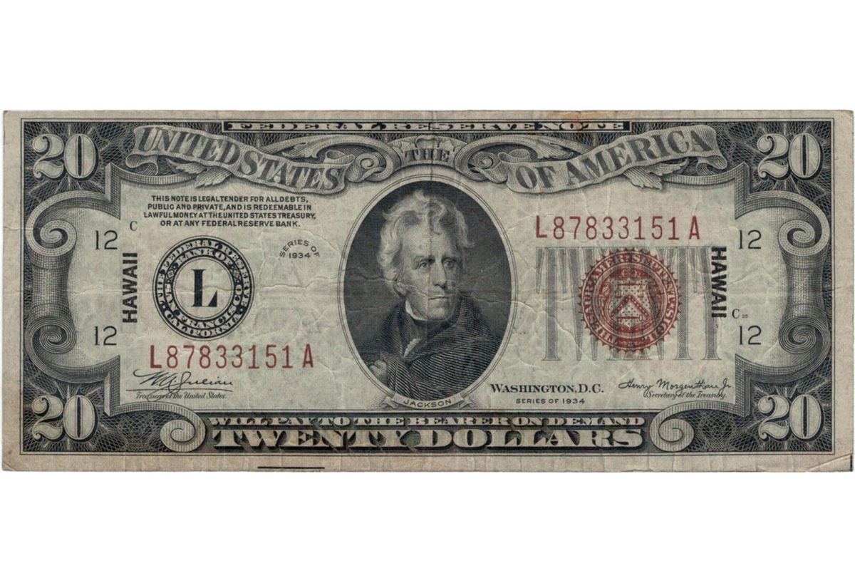 1934 20 Hawaii Federal Reserve Note Currency 1934-20-hawaii-federal-reserve-note-currency