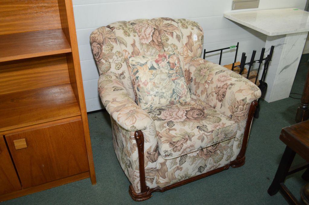 Channel back upholstered arm chair