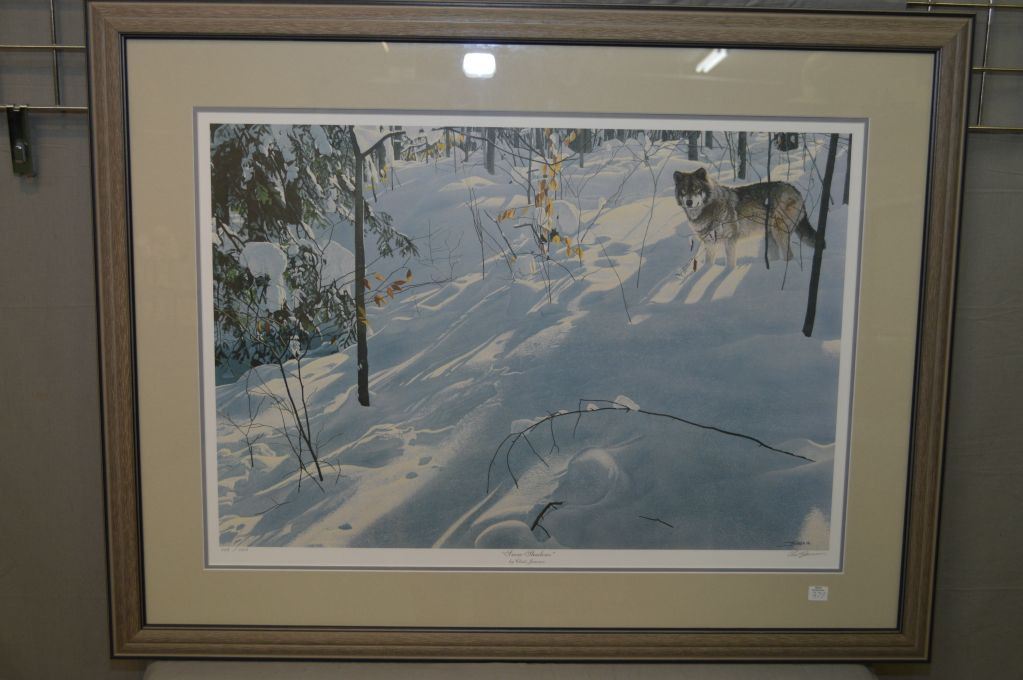 Framed limited edition print "Snow Shadows' pencil signed by artist ...