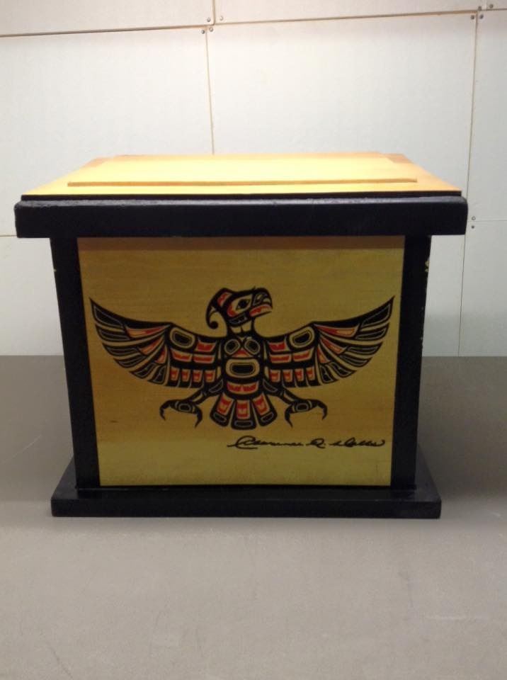 Beautiful Aboriginal art wood box with lid hand crafted