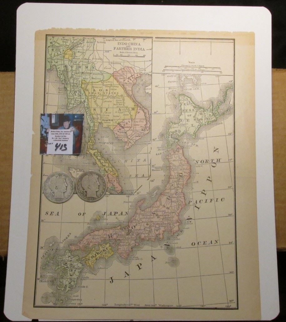 8.5" x 10.75" Map "Japan or Nippon & Indo China and Farther India ...