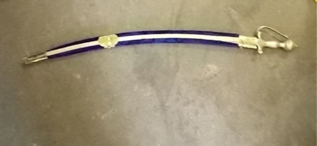 DECORATIVE SWORD WITH SHEATH - BLUE VELVET - ROUND END HANDLE